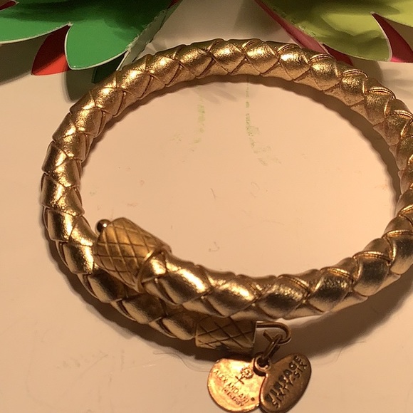 Alex and Ani | Jewelry | Alex And Ani Gold Leather Coil Bracelet Charm Vintage Sixty Six Signed ...